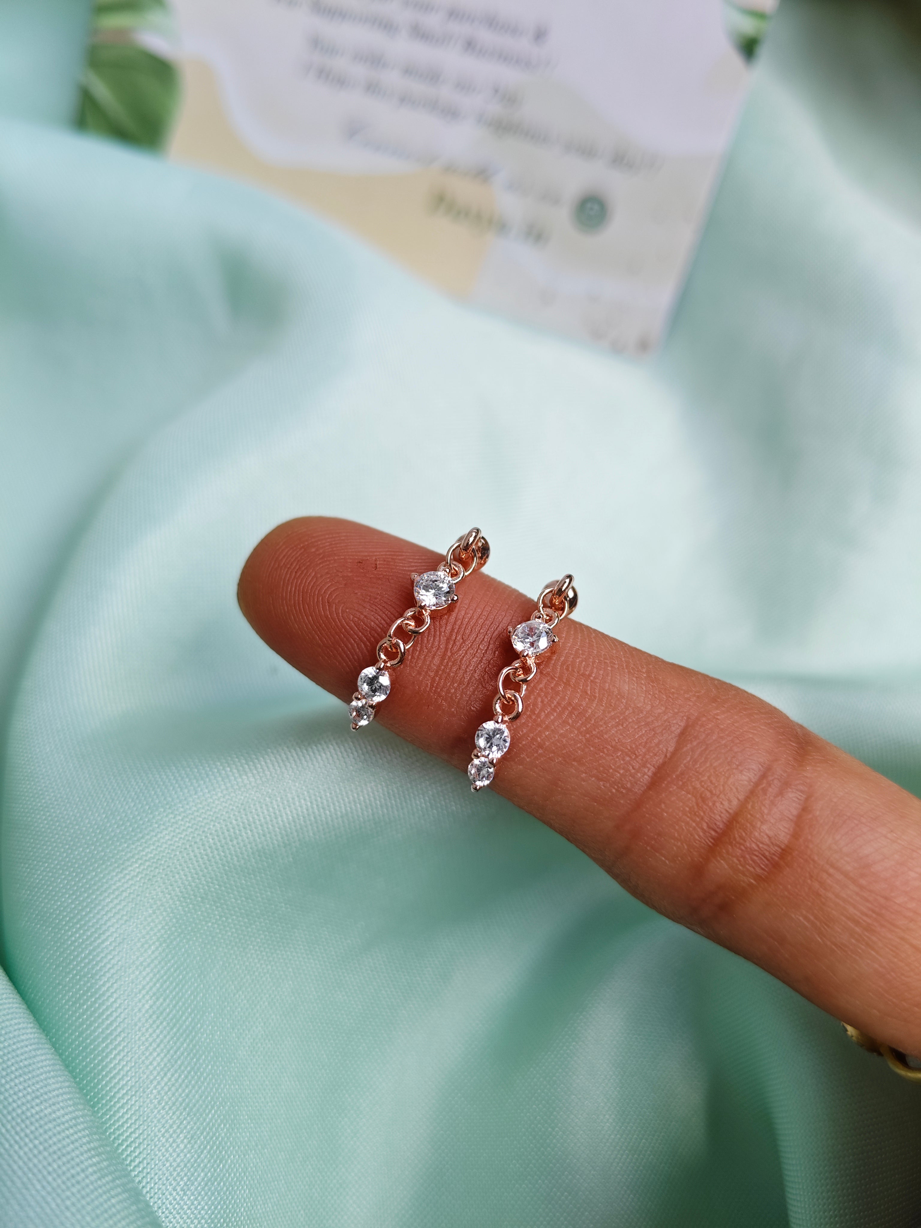 925 Silver Rose Gold Hanging Design With White Stone Bugadi Earrings ...